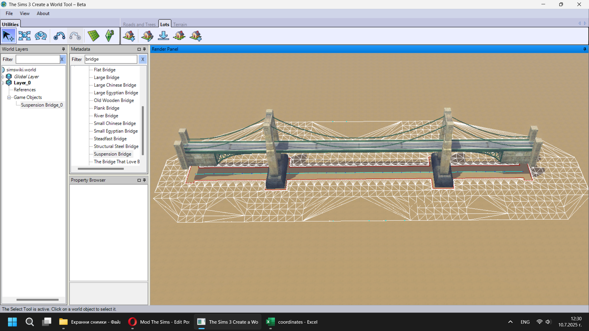 Mod The Sims - Footprint and appearance override of LN's suspension bridge
