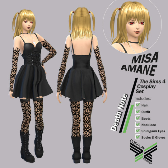 Mod The Sims - WCIF Misa Amane Cosplay Set working download