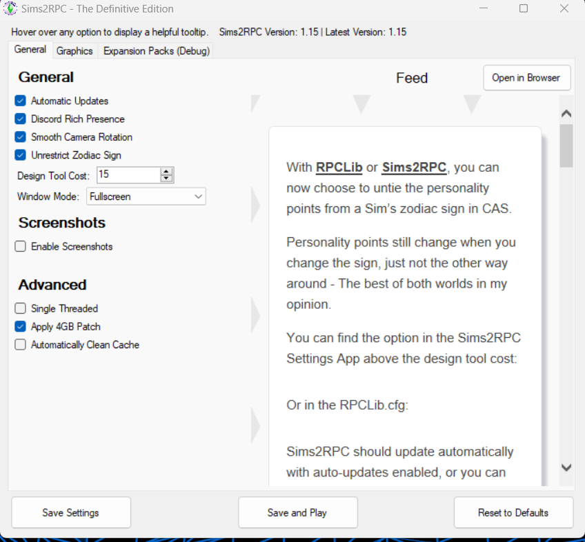 Mod The Sims - Sims2RPC - Modded Sims 2 Launcher for Mansion and Garden