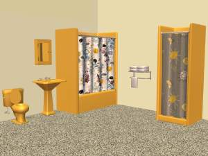 Mod The Sims - Base Game Showers in Vintage Colours