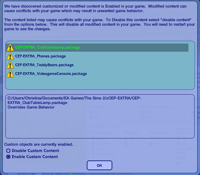 Mod The Sims - Yellow Exclimation Mark next to Custom Content?