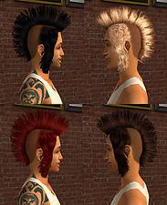 Mod The Sims - pack Extreme Mohawk for both gender with optional bangs ...