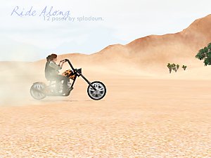 Mod The Sims - Ride Along--12 poses for motorcycles, scooters, and bicycles