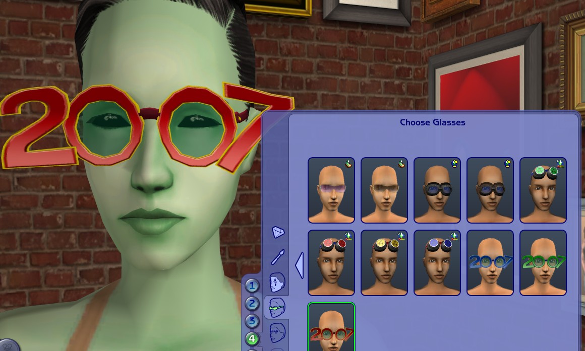 Mod The Sims - WCIF: 2007 "The Year" Glasses from The Sims 2 Store?
