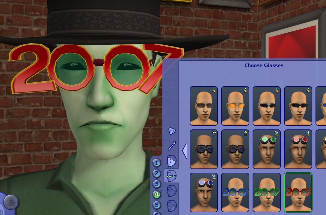 Mod The Sims - WCIF: 2007 "The Year" Glasses from The Sims 2 Store?
