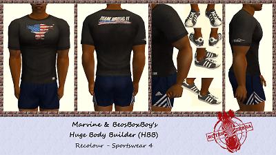 Mod The Sims - Huge Body Builder (HBB) - 4 new Athletic Outfits