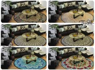 Mod The Sims - Cozy round rug in 33 various texture and colors.
