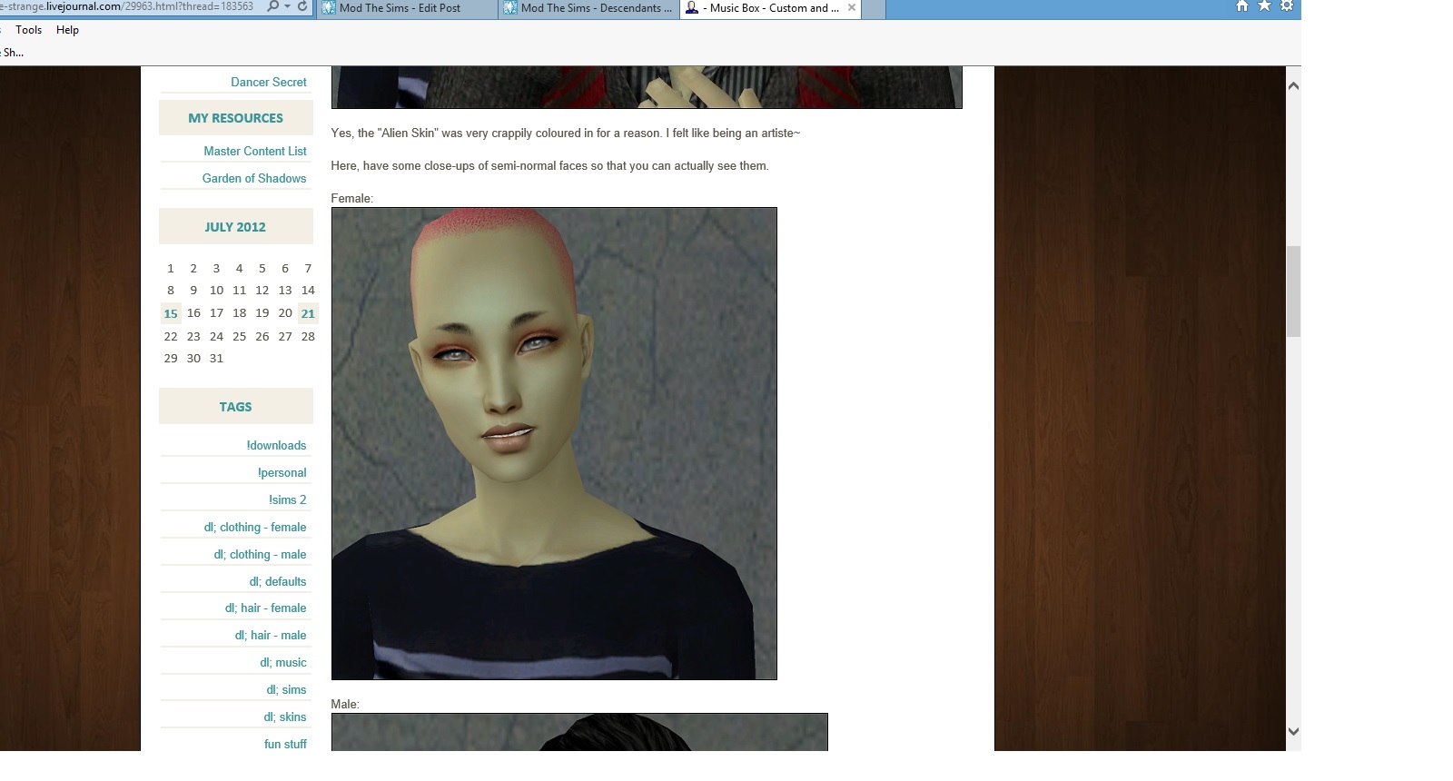 Mod The Sims - Alien skin